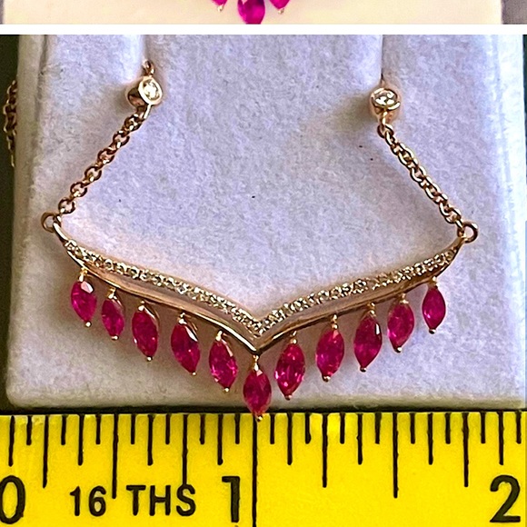 Effy | Jewelry | Effy Rare Find Unique Red Ruby Bright Diamonds In 4kt ...